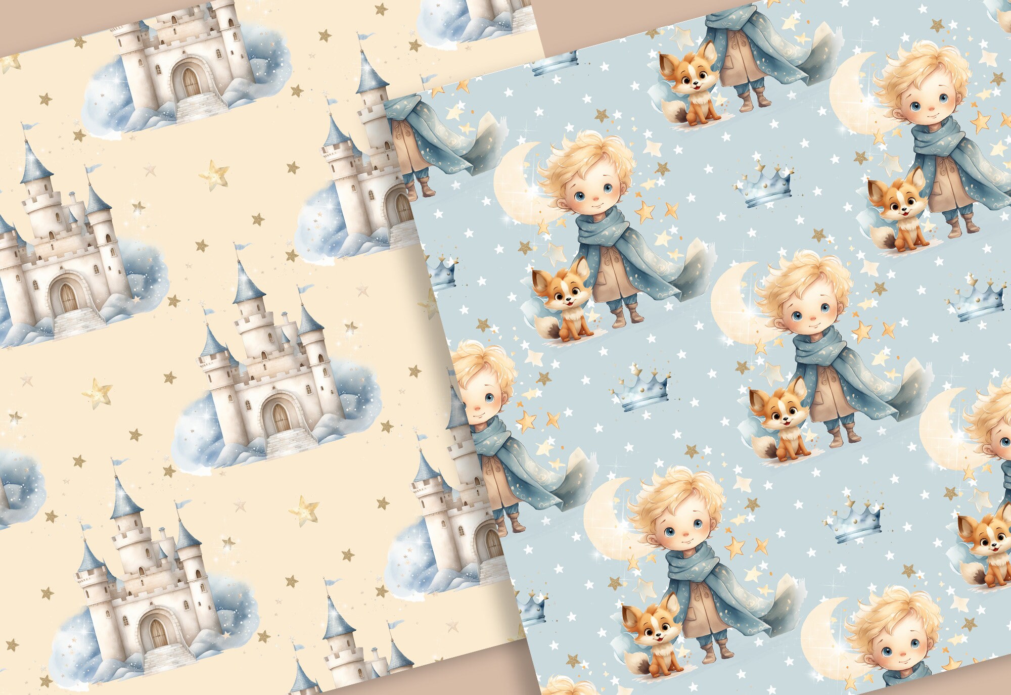 Watercolor Little Prince Digital Paper Pack, Little Pilot, Watercolor ...