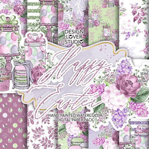 Watercolor Floral Rabbit Seamless Pattern Digital Paper - Etsy