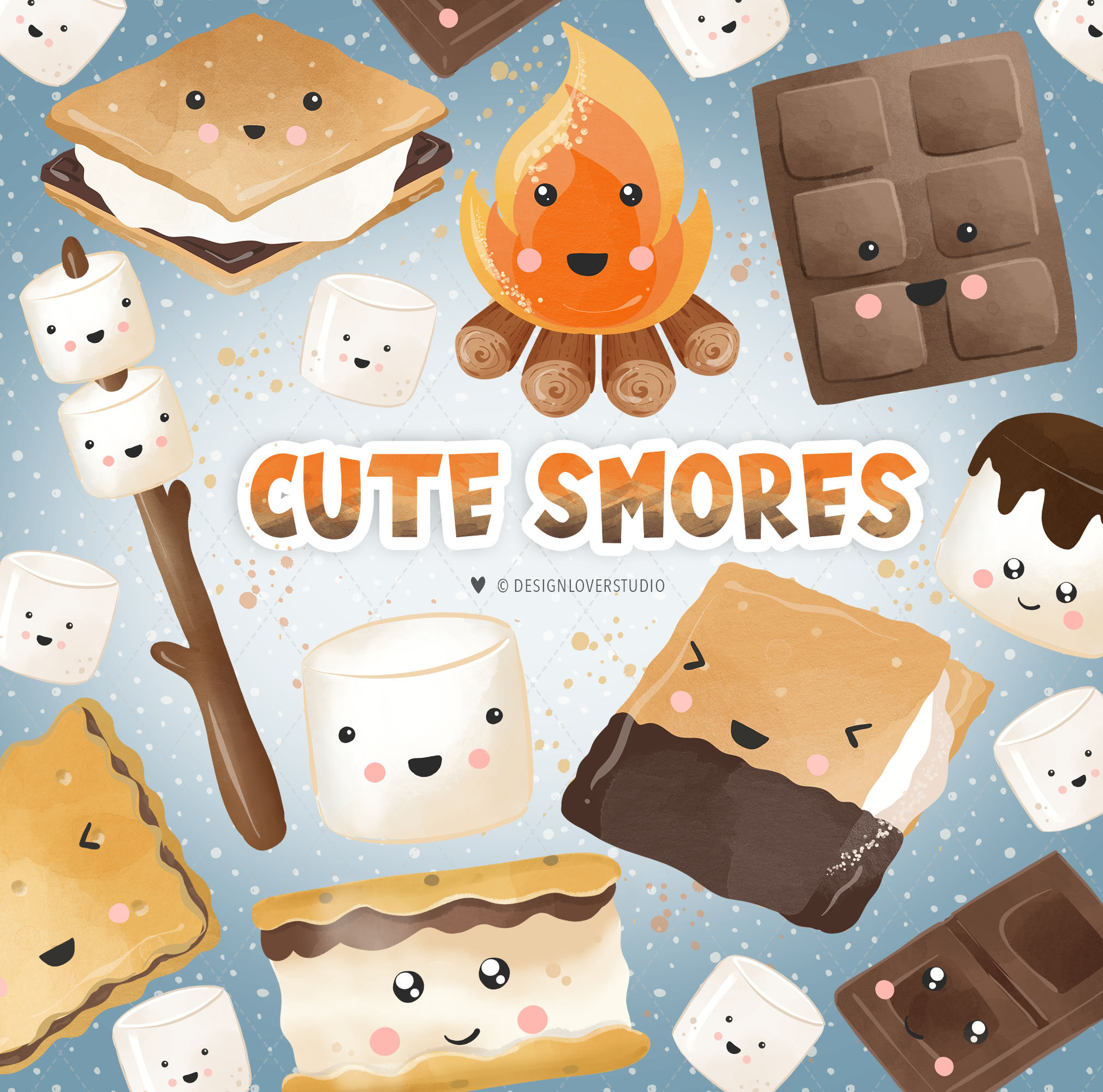 Watercolor Smores Design, Smores Design, Smore's Clipart, Camping Food ...