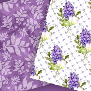 Watercolor LILAC FLOWER Digital Paper Pack, Bow, Lavender, Bouquets ...