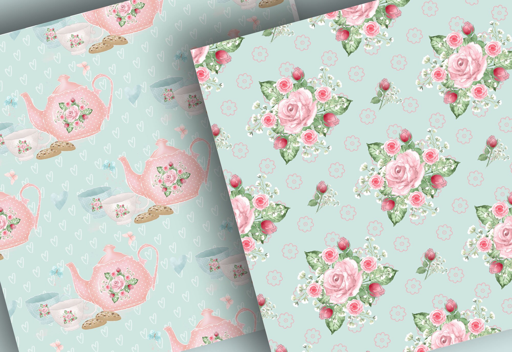 Watercolor Tea Party Digital Paper Pack Tea Watercolor - Etsy