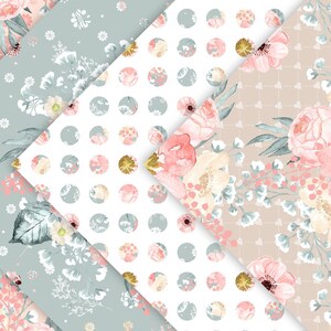 Watercolor Floral Dreams Blush Digital Paper Pack, Summer, Autumn ...