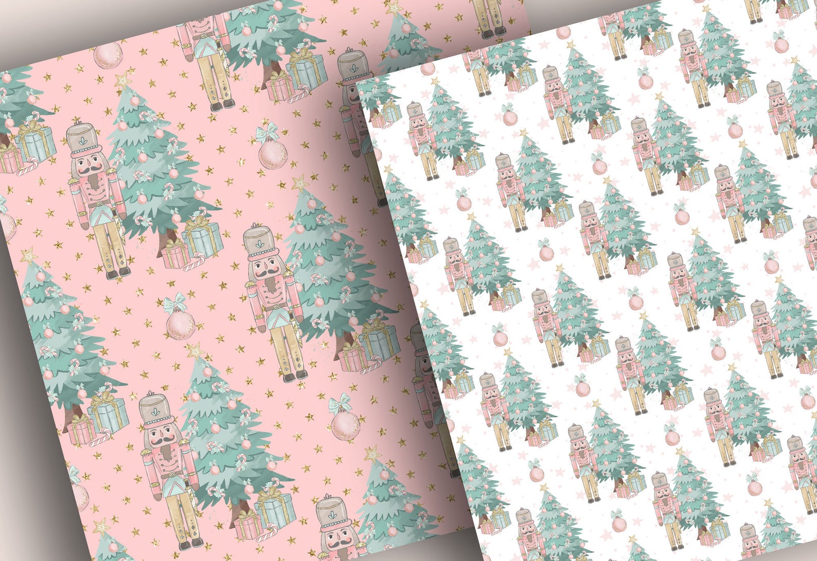Nutcracker Christmas Digital Paper Pack, Xmas Pattern, Cute Christmas ...