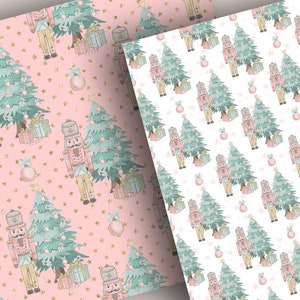 Nutcracker Christmas Digital Paper Pack, Xmas Pattern, Cute Christmas ...