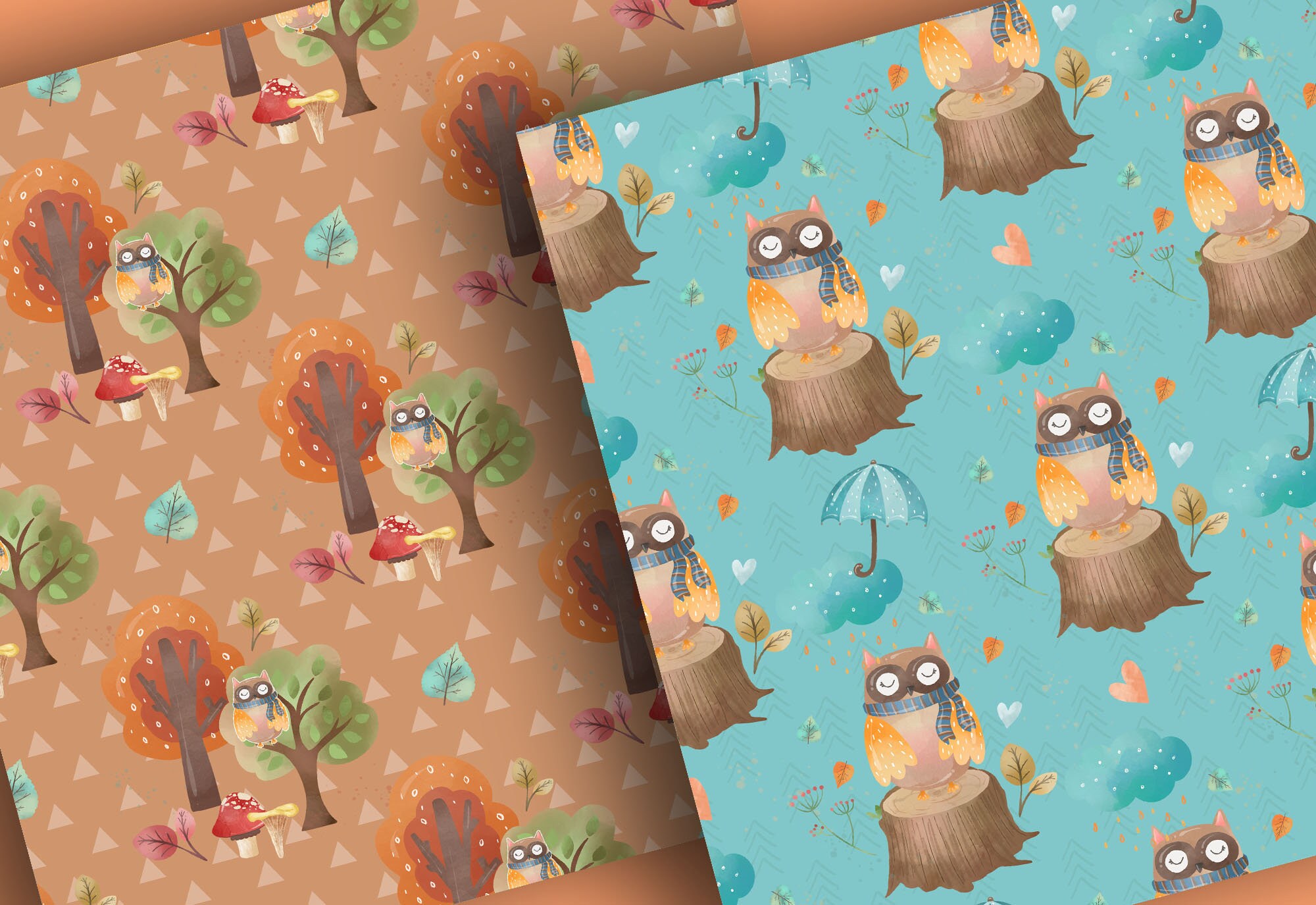 Autumn Woodland Digital Paper Pack, Autumn Leaves, Fall, Fall Pattern ...