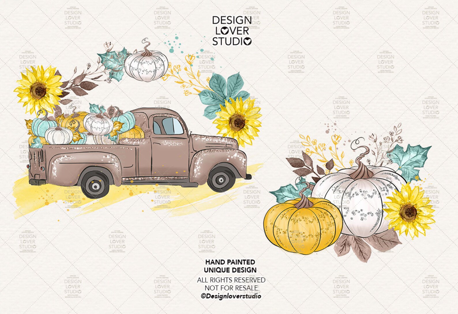 Pumpkin Truck Design Autumn Leaves Fall Fall Clipart - Etsy