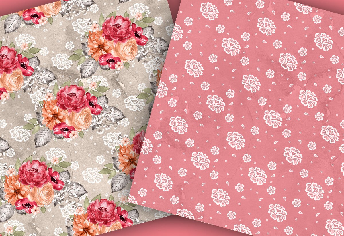 Watercolor Sunset Digital Paper Pack, Summer, Autumn Watercolor Flower ...