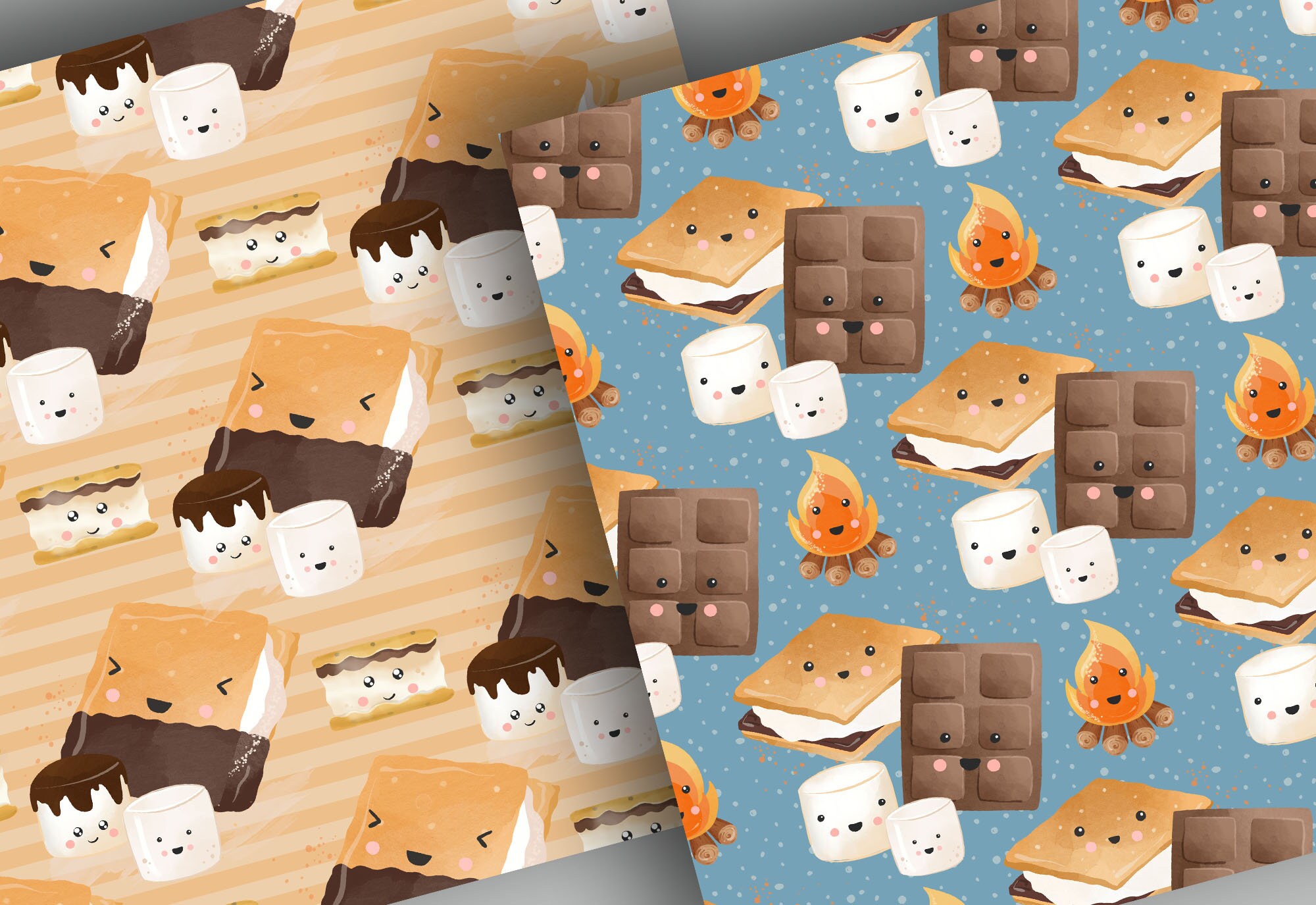 Watercolor Smores Digital Paper Pack Smore's Pattern - Etsy