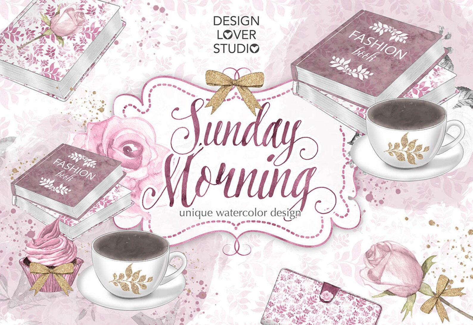 Watercolor Sunday Morning Design Clipart Romantic Watercolor - Etsy