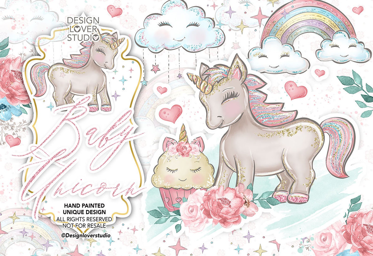 Baby Unicorns Design Unicorn Clipart Cute Baby Unicorns Clip - Etsy