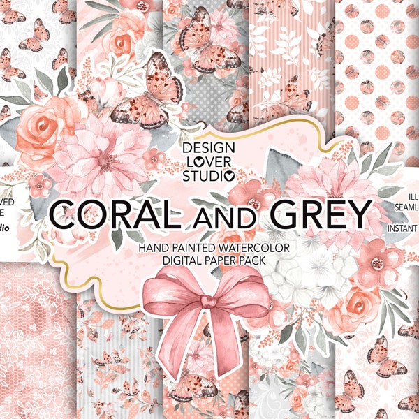 Coral Digital Paper - Etsy