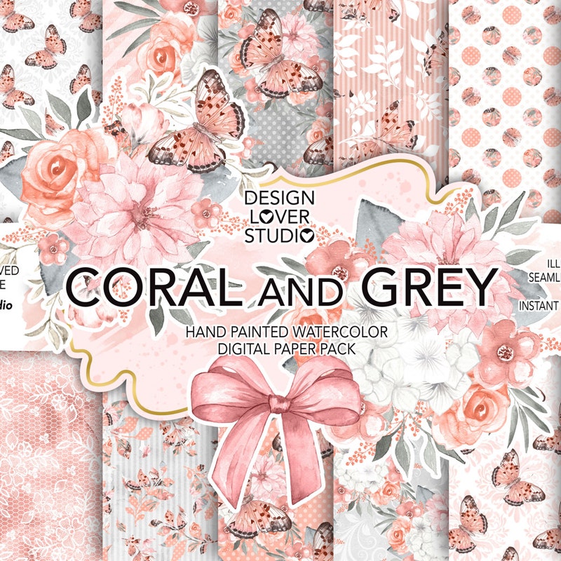 Coral Digital Paper - Etsy