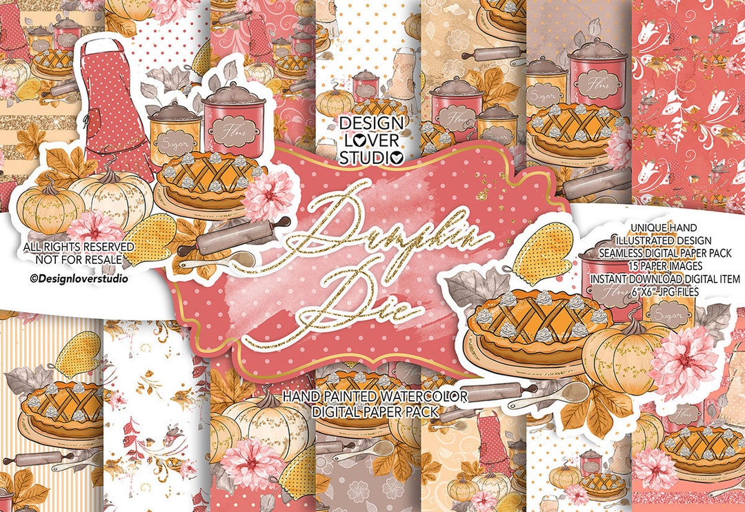 Pumpkin Pie Digital Paper Pack, Autumn Leaves, Fall, Fall Pattern ...