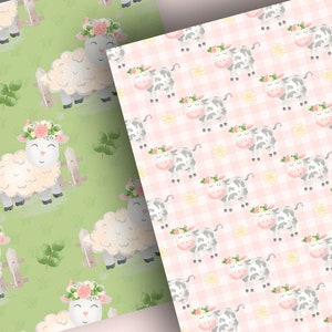 Watercolor Cute Farm Digital Paper Pack, Barn Pattern, Animal Paper ...