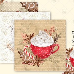Gingerbread Cookies Christmas Hand Painted Digital Papers, Pine ...