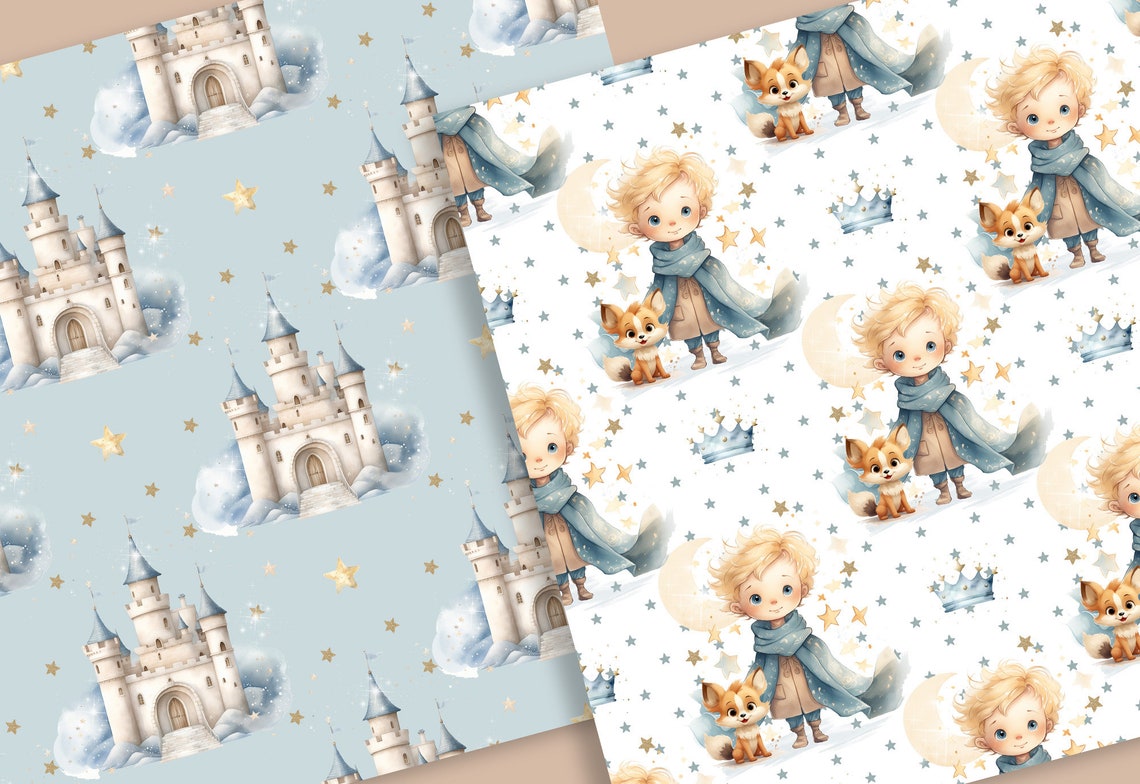 Watercolor Little Prince Digital Paper Pack, Little Pilot, Watercolor ...