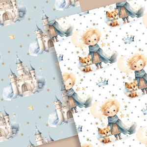 Watercolor Little Prince Digital Paper Pack, Little Pilot, Watercolor ...