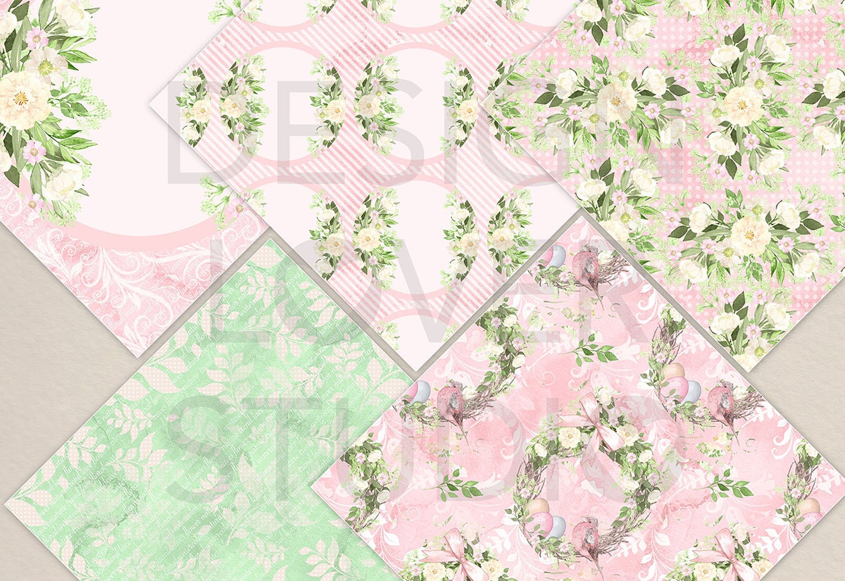 Watercolor CUTE EASTER Digital Paper Pack Bird Easter - Etsy
