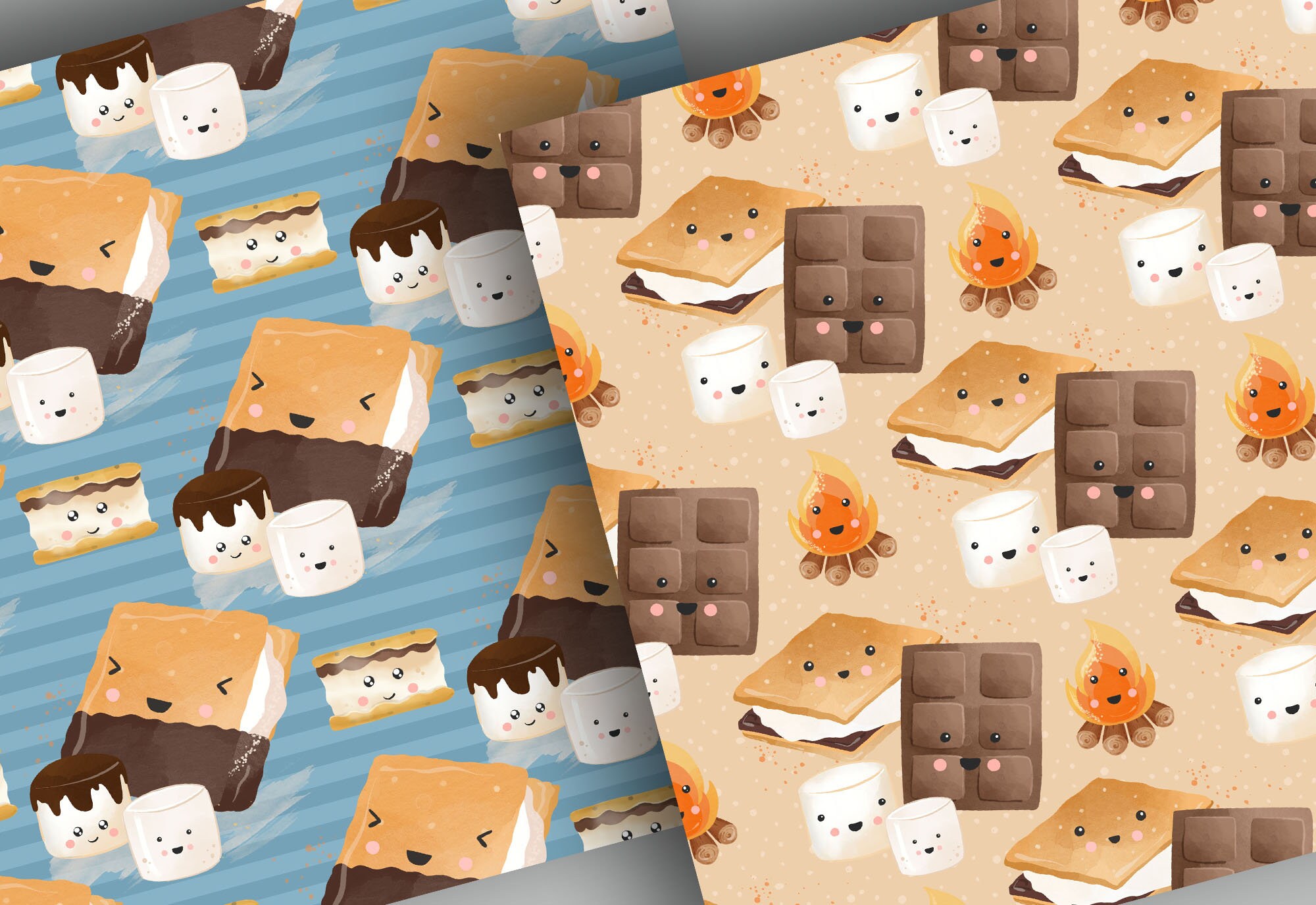 Watercolor Smores Digital Paper Pack Smore's Pattern - Etsy