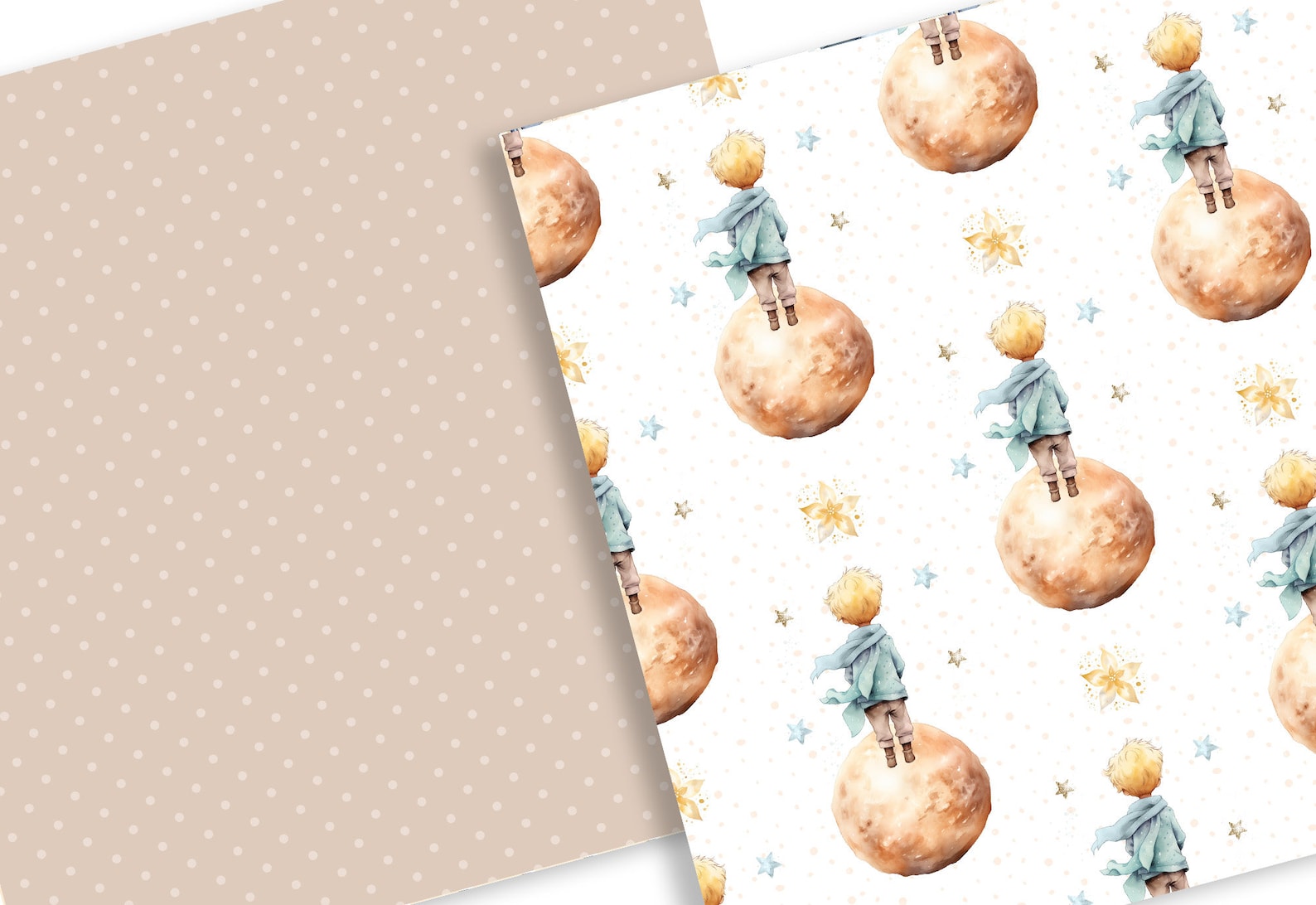 Watercolor Little Prince Digital Paper Pack, Little Pilot, Watercolor ...