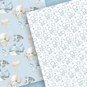 Watercolor Ocean Life Digital Paper Pack, Under the Sea Clipart Pattern ...