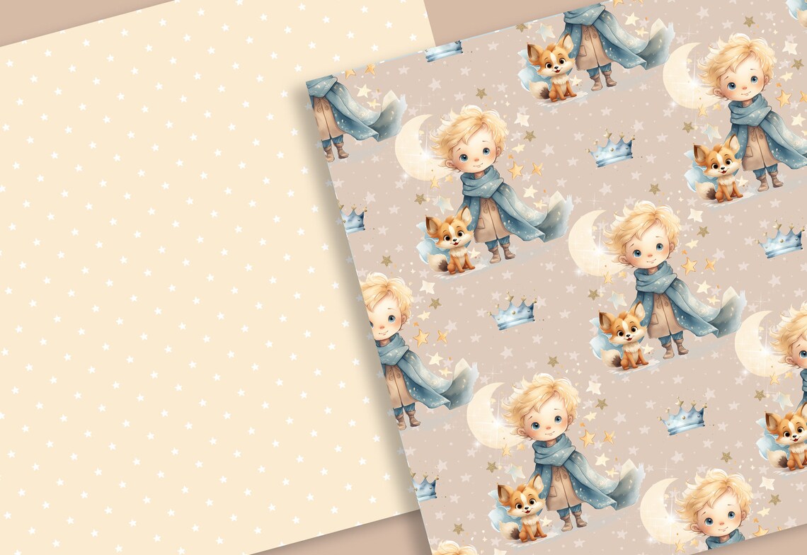 Watercolor Little Prince Digital Paper Pack, Little Pilot, Watercolor ...