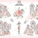 Boho Elephant Cute Design, Boho Watercolor Flower, Floral Clipart, Baby ...