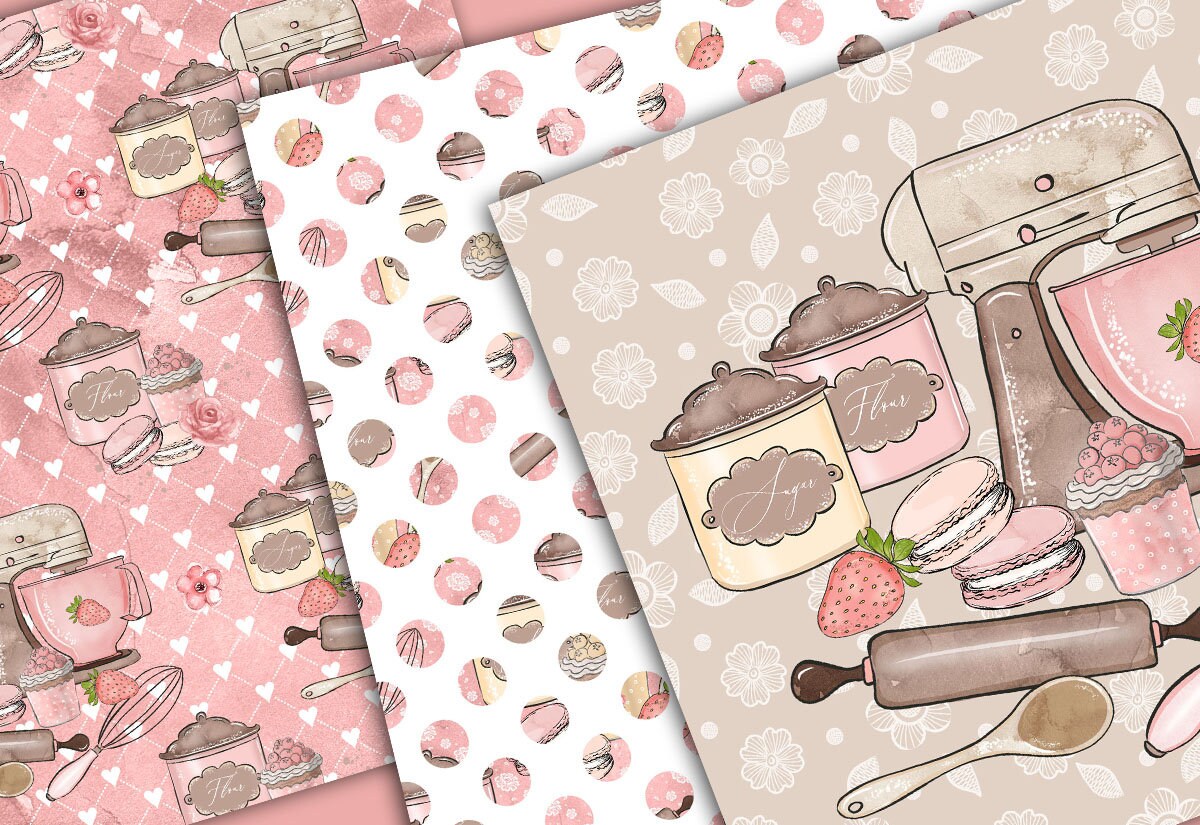 Sweet Baking Digital Paper Muffin Baking Strawberry - Etsy