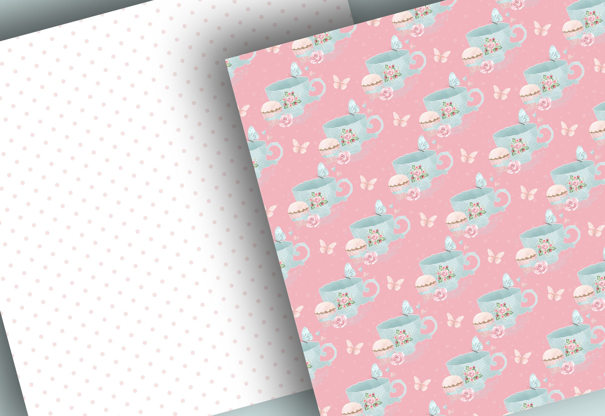 Watercolor Tea Party Digital Paper Pack Tea Watercolor - Etsy