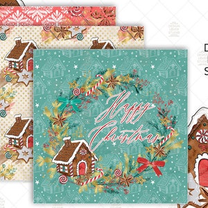 Gingerbread House Design Digital Paper Pack, Christmas Flower ...