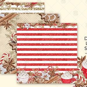 Gingerbread Cookies Christmas Hand Painted Digital Papers, Pine ...