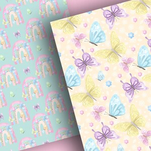 Butterflies Rainbows Digital Paper Pack, Baby Girl Nursery, Rainbow ...