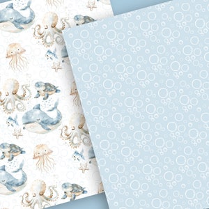 Watercolor Ocean Life Digital Paper Pack, Under the Sea Clipart Pattern ...