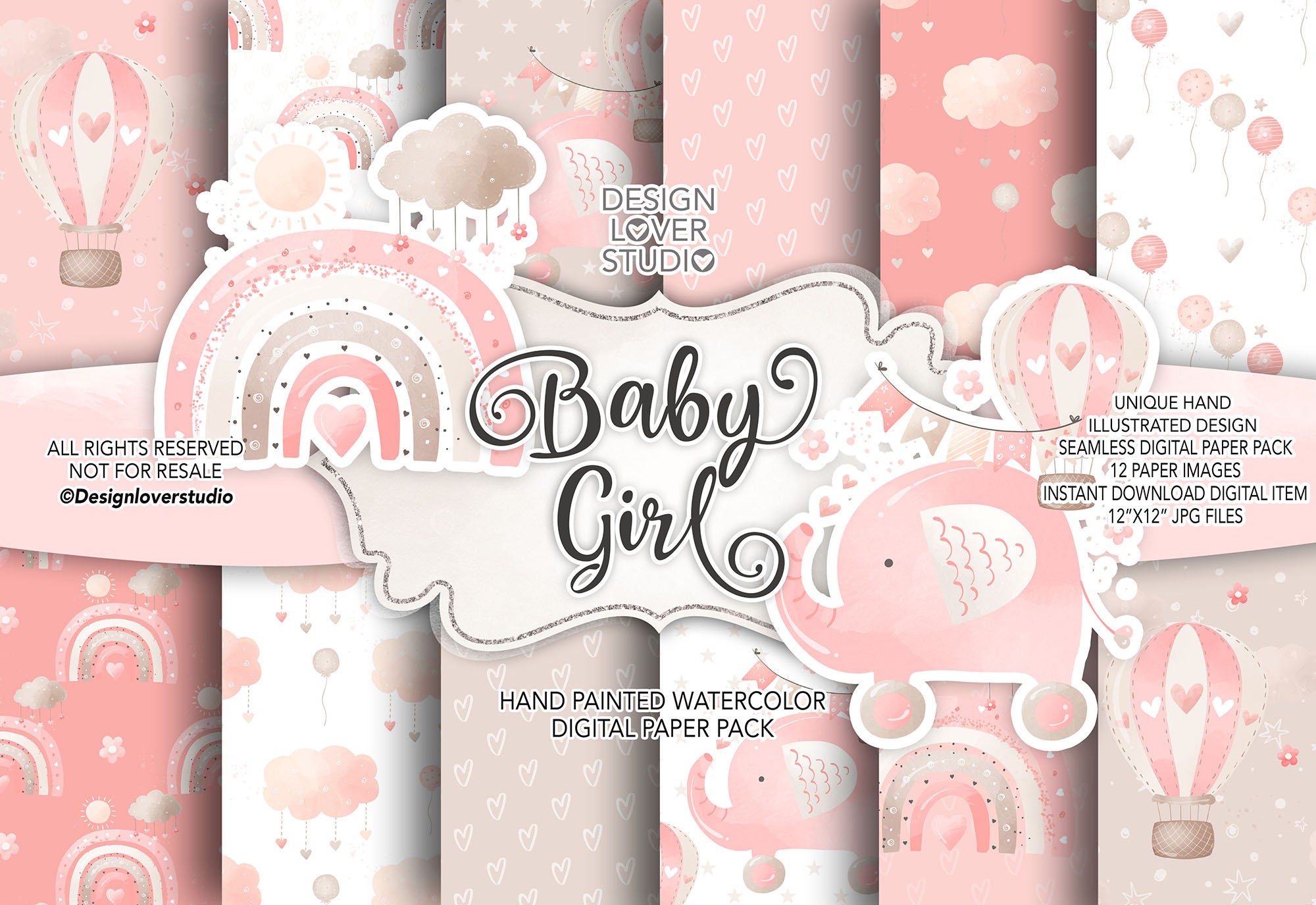 Nursery Baby Girl Rainbows Digital Paper Pack Baby Girl - Etsy
