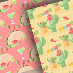 Watercolor Fiesta Digital Paper Pack, Fiesta, Mexican, Mexican Graphic ...