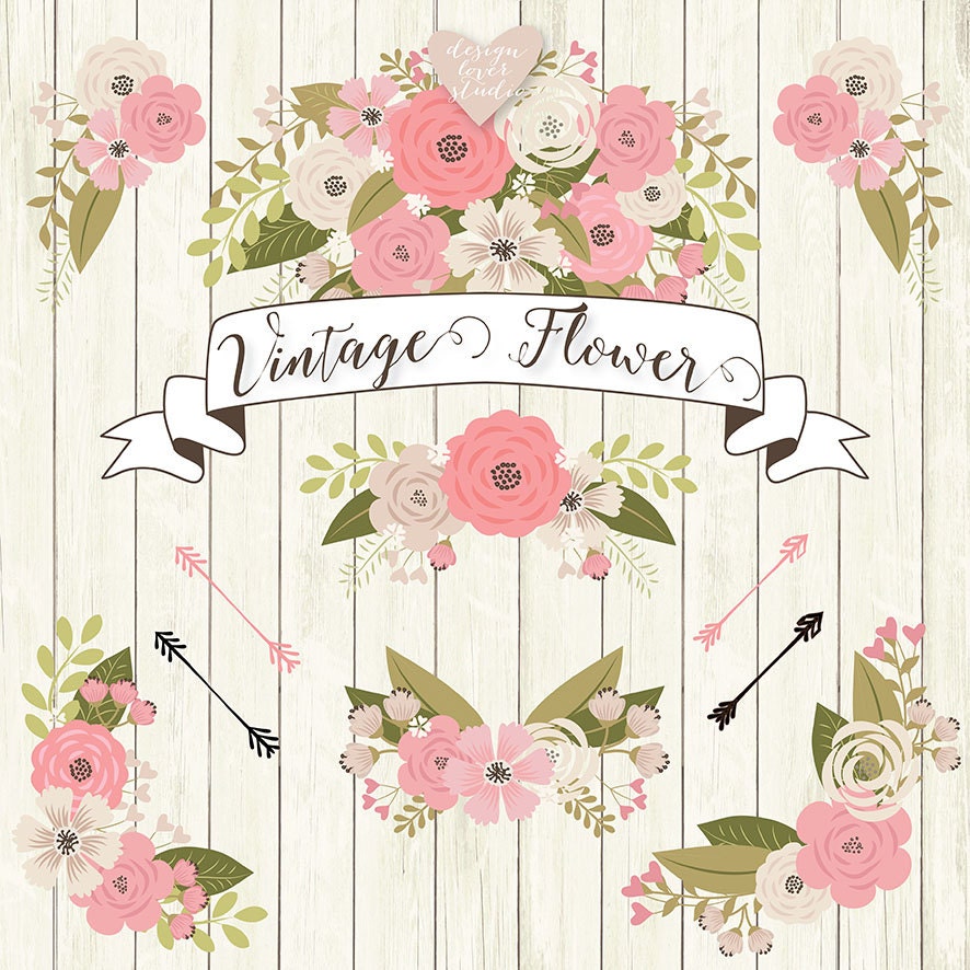 Premium Floral Clipart Spring Flower Clipart Pink Floral | Etsy