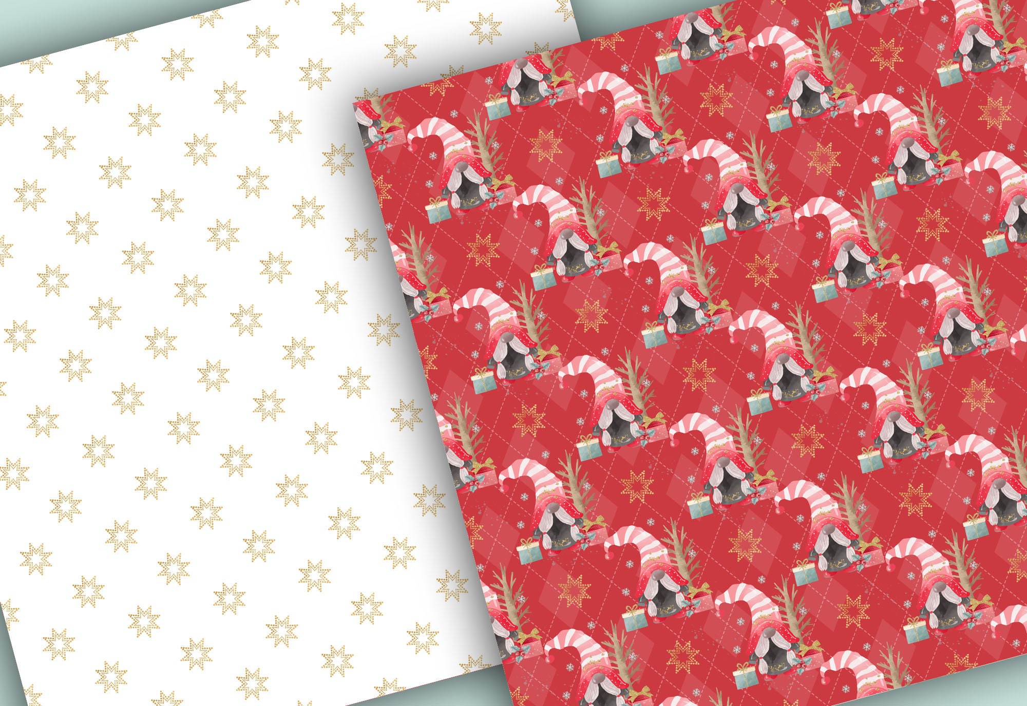 Gnomes Christmas Digital Paper Pack Xmas Pattern Cute - Etsy