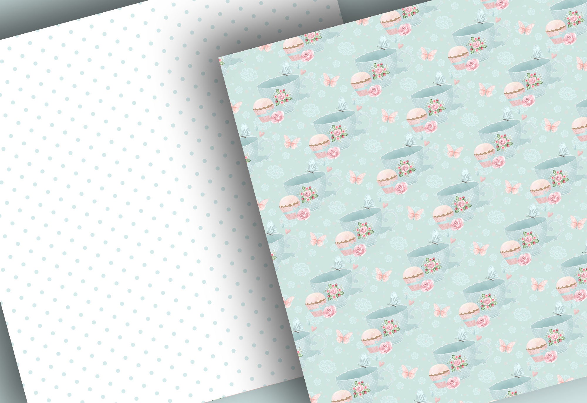 Watercolor Tea Party Digital Paper Pack, Tea Watercolor Flower, Pink ...