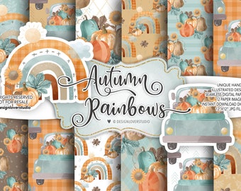 Turkey Thanksgiving Digital Paper Pack Autumn Leaves Fall - Etsy