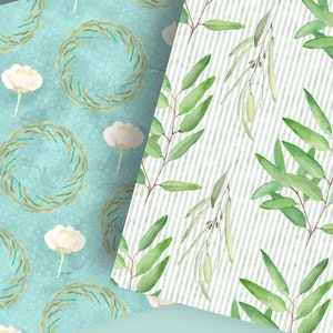 Watercolor EUCALYPTUS Digital Paper Pack, Leaves Digital Paper, Leaf ...