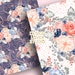 Watercolor Peach and Navy Digital Paper Pack, Spring Watercolor Flower ...