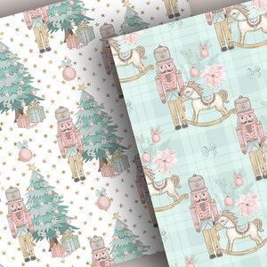 Nutcracker Christmas Digital Paper Pack, Xmas Pattern, Cute Christmas ...