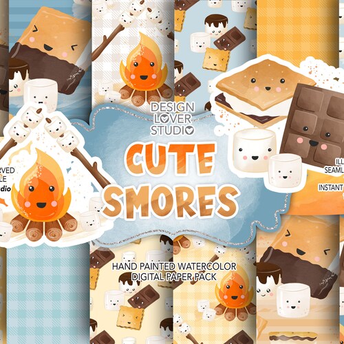 Smores Digital Paper Pack Smore's Pattern Camping Food - Etsy