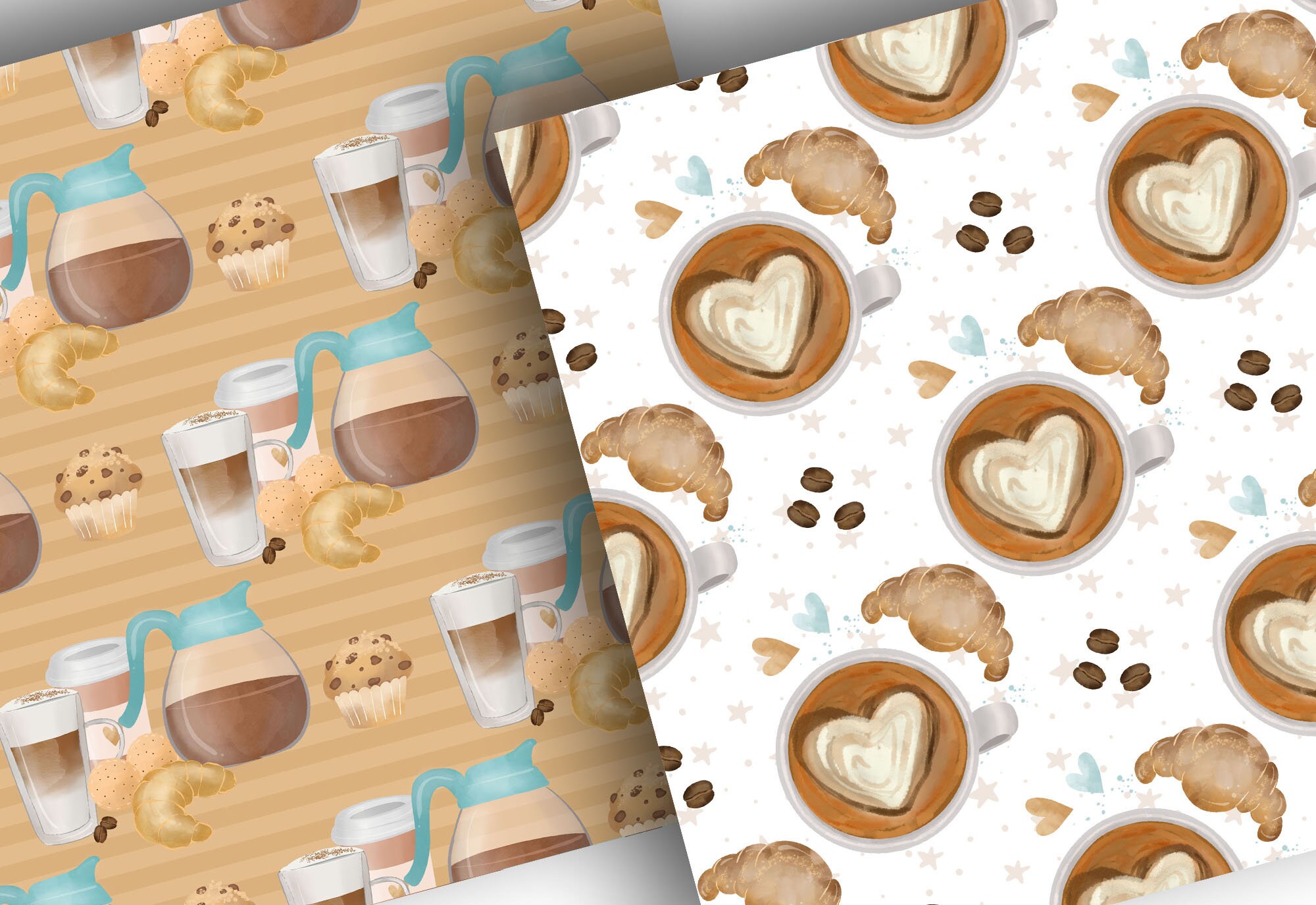 Coffee Digital Paper Pack Cafe Latte Design Cup of Coffee - Etsy