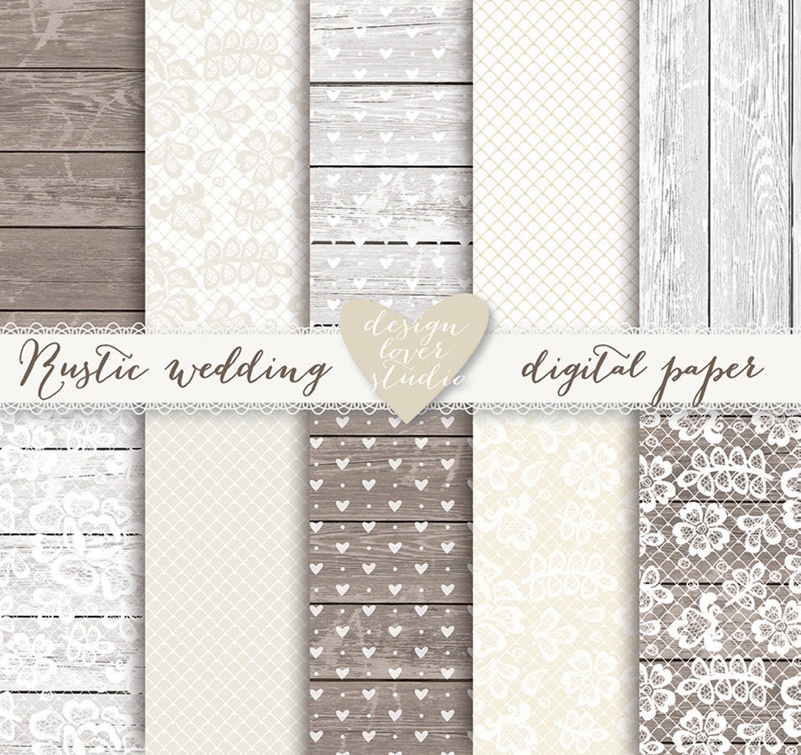 Premium Digital Paper Lace Wedding Invite Champagne Rustic - Etsy