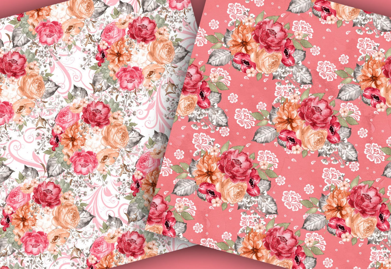 Watercolor Sunset Digital Paper Pack Summer Autumn - Etsy