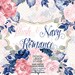 Watercolor BLUSH and NAVY ROMANCE Design, Spring Watercolor Flower ...