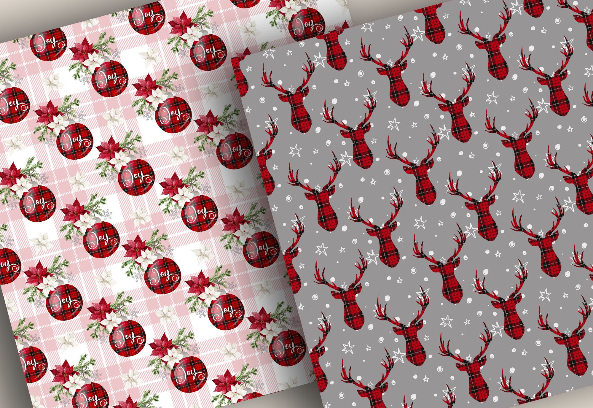 Checkered Christmas Digital Paper Pack Xmas Pattern Cute - Etsy