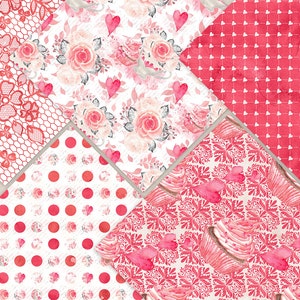 Watercolor Sweet Valentine Digital Paper Pack, Romantic, Hand Painted ...