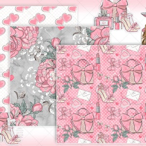 Loving Heart Digital Paper Pack, Spring Watercolor Flower, Blush Floral ...